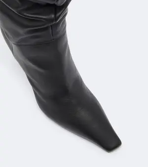 Amina Muaddi Jamie Leather Knee-high Boots