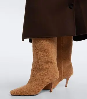 Amina Muaddi Mona Shearling Knee-high Boots