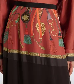 Etro Printed Ruffled Silk Twill Maxi Skirt