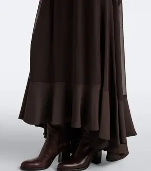 Etro Printed Ruffled Silk Twill Maxi Skirt