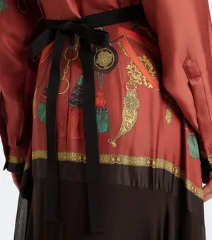 Etro Printed Ruffled Silk Twill Maxi Skirt