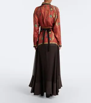 Etro Printed Ruffled Silk Twill Maxi Skirt