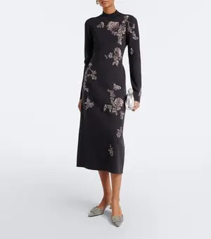 Oscar De La Renta Beaded Wool-blend Sweater Dress