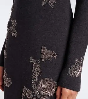 Oscar De La Renta Beaded Wool-blend Sweater Dress