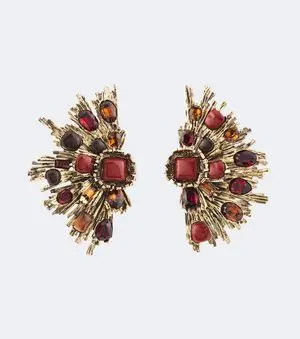 Saint Laurent Sunrise Embellished Clip-on Earrings