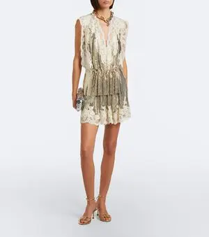 Rabanne Lace-trimmed Chainmail Top
