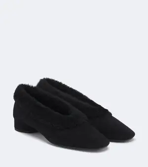 AeydĒ Delia Shearling-lined Suede Ballet Flats - Black