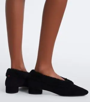 AeydĒ Delia Shearling-lined Suede Ballet Flats - Black