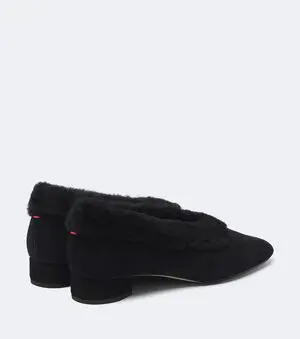 AeydĒ Delia Shearling-lined Suede Ballet Flats - Black