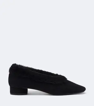 AeydĒ Delia Shearling-lined Suede Ballet Flats - Black