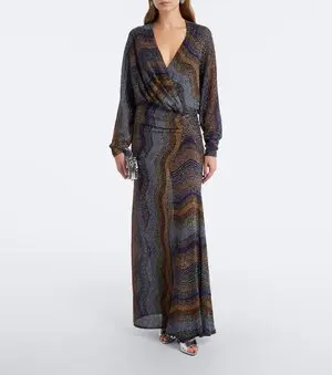 Missoni Draped Printed Lamé Gown