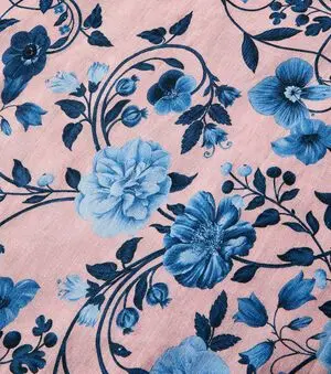 La DoubleJ Botticelli Large Floral Linen Tablecloth - Blue