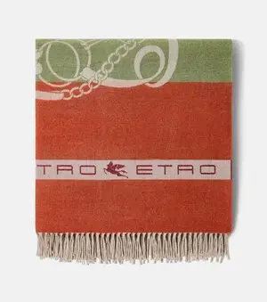 Etro Fringe-trimmed Wool Jacquard Throw - Red