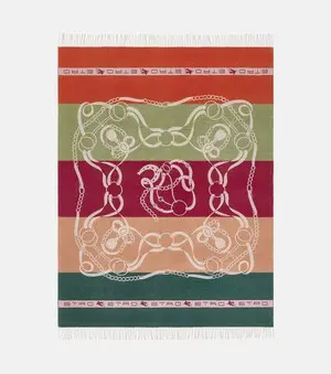 Etro Fringe-trimmed Wool Jacquard Throw - Red