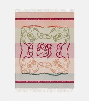 Etro Fringe-trimmed Wool Jacquard Throw - Red