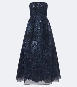 Elie Saab Sequined Lace Bustier Gown