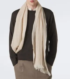 STOFFA Stòffa Fringed Cashmere And Linen Scarf