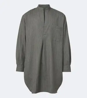 STOFFA Stòffa Chalk Stripe Wool Shirt - Grey