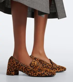 Prada Leopard-print Calf Hair Loafer Pumps - Brown