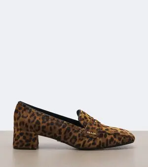 Prada Leopard-print Calf Hair Loafer Pumps - Brown