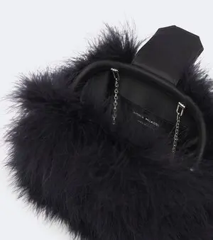 Amina Muaddi Camelia Embellished Feather Clutch