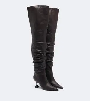 Amina Muaddi Olivia Leather Over-the-knee Boots