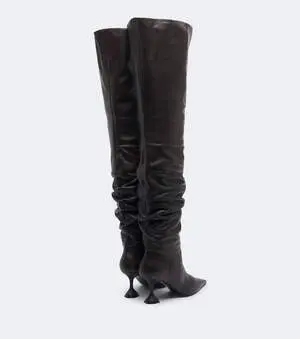 Amina Muaddi Olivia Leather Over-the-knee Boots