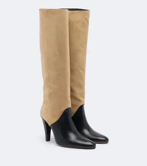 JUDE Edita Leather And Suede Knee-high Boots - Beige