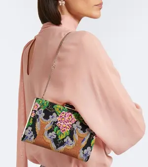 Valentino Garavani Berthe Embellished Jacquard Clutch
