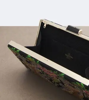 Valentino Garavani Berthe Embellished Jacquard Clutch