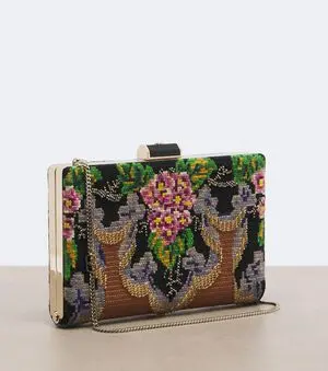 Valentino Garavani Berthe Embellished Jacquard Clutch