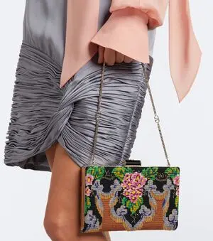 Valentino Garavani Berthe Embellished Jacquard Clutch