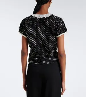 DÔEN Orella Polka-dot Cotton Voile Top - Black