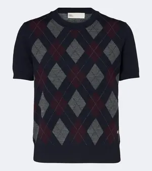 Tory Burch Argyle Wool Sweater - Blue