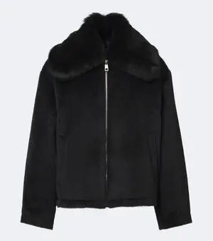 Dolce & Gabbana Shearling-trimmed Alpaca And Wool Jacket - Black