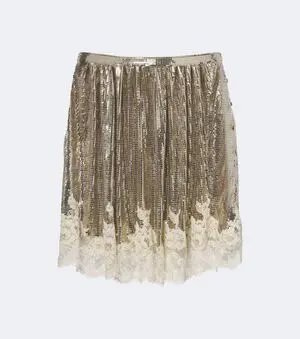 Rabanne Lace-trimmed Chainmail Miniskirt