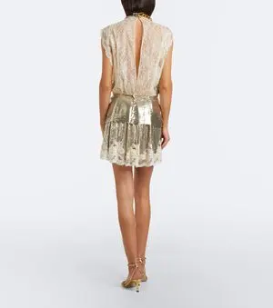 Rabanne Lace-trimmed Chainmail Miniskirt