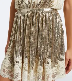 Rabanne Lace-trimmed Chainmail Miniskirt