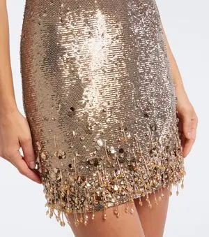 Simkhai Naya Sequined Halterneck Minidress - Gold
