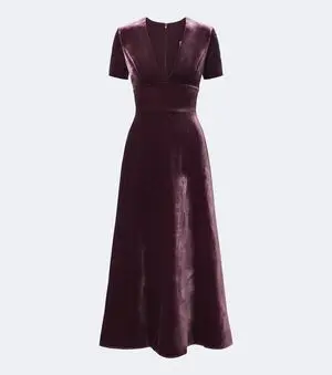 Elie Saab Velvet Midi Dress - Purple