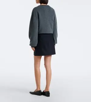 Plan C Embellished Wool-blend Gabardine Miniskirt