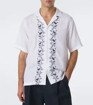 Orlebar Brown Maitan Embroidered Linen Shirt