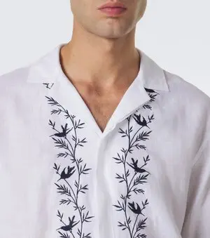 Orlebar Brown Maitan Embroidered Linen Shirt