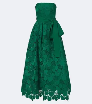 Elie Saab Bow-detail Guipure Lace Bustier Gown