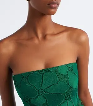 Elie Saab Bow-detail Guipure Lace Bustier Gown