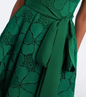 Elie Saab Bow-detail Guipure Lace Bustier Gown