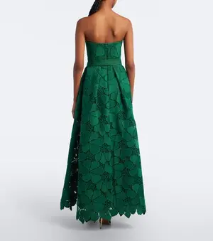 Elie Saab Bow-detail Guipure Lace Bustier Gown