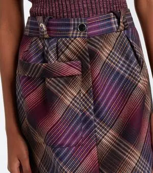 Rabanne Plaid Wool Midi Skirt