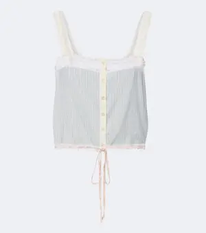 Chloé Lace-trimmed Striped Silk Top