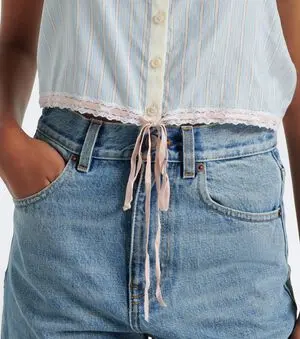 Chloé Lace-trimmed Striped Silk Top - Blue